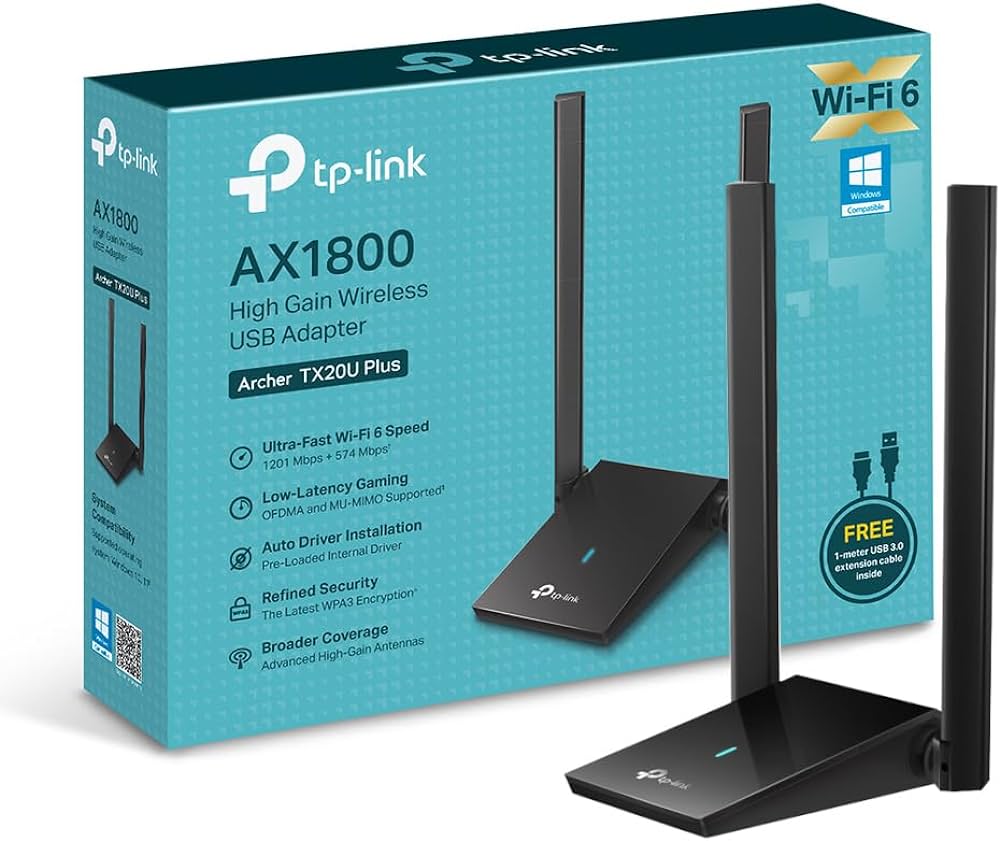 TP-LINK Archer TX20U Plus 1800 Mbps Çift Anten Kablosuz USB Adaptör ...